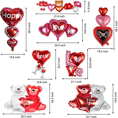 Valentines Day Heart Shaped I Love You Foil Balloons Decorations, Romantic Love Happy Anniversary Foil Balloons Valentine Day Party Decorations