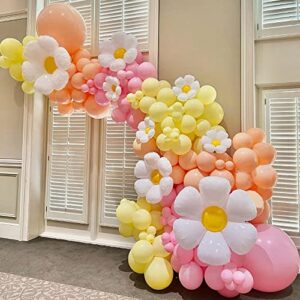 dubedat daisy balloon garland arch kit 163pcs white daisy flower macaron pink yellow orange balloons garland for baby shower birthday wedding groovy flower party decoration