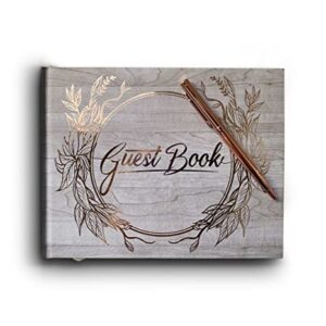 Wedding Guest Book: Grey Guest Book with 100 Pages/50 Sheets, Wedding guestbook with a Grey Hard Cover Board, and Rose Gold Stamping, Sign in Guest Book, Guest Book for Weddings, Baby Showers etc.