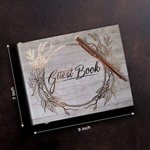 Wedding Guest Book: Grey Guest Book with 100 Pages/50 Sheets, Wedding guestbook with a Grey Hard Cover Board, and Rose Gold Stamping, Sign in Guest Book, Guest Book for Weddings, Baby Showers etc.