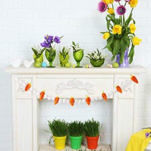 Easters Pom Pom Garland 6.6 Feet Carrot Wool Felt Ball Garland Farmhouse Felt Tiered Tray Decoration for Home Decoration Easter Birthday Party Supplies