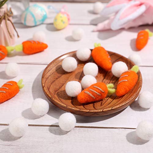 Easters Pom Pom Garland 6.6 Feet Carrot Wool Felt Ball Garland Farmhouse Felt Tiered Tray Decoration for Home Decoration Easter Birthday Party Supplies