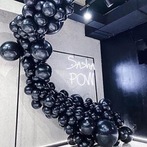 Oopat Matte Black Balloon Garland Arch Kit For Birthday Graduation Anniversary Halloween New Year Masculine Party Decoration (Black)