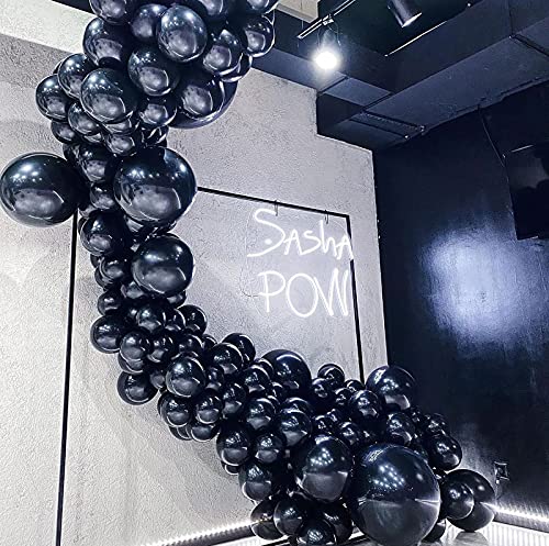 Oopat Matte Black Balloon Garland Arch Kit For Birthday Graduation Anniversary Halloween New Year Masculine Party Decoration (Black)