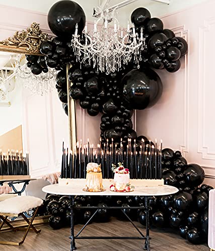 Oopat Matte Black Balloon Garland Arch Kit For Birthday Graduation Anniversary Halloween New Year Masculine Party Decoration (Black)