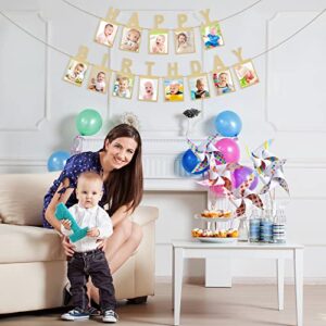 Happy Birthday photo Banner, Golden Birthday banner for Kids and Adults , 39.4 Foot Copper Wire Lamp Birthday Banner String Birthday Party Decoration for Boys and Girls Birthday Party Occasion Birthday Banner photo frames