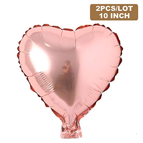 2pcs/lot 10 inch Heart Star Shaped air Balls Kids Baby Shower Birthday Wedding Decorations Aluminum foil Balloons Party Supplies (2pcs 10 inch Rose Gold Heart)