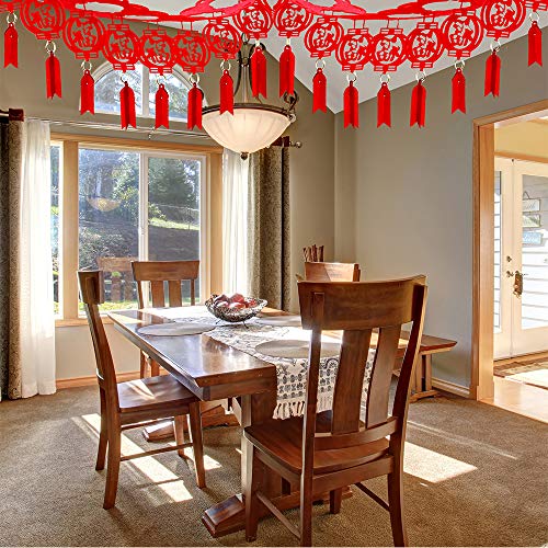 8 Pack 26.2' Long Chinese New Year Garland Good Luck Garland Chinese Spring Felt String Garland - Lunar Chinese New Year 2023 Party Decorations Festival Supplies Decorative Chinese Red Hanging Garland