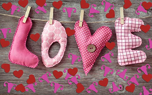 200Pcs Galentines Day Confetti, Galentine’s Day Heart and Uterus Confetti Table Confetti, Galentines Day Party Favor Supplies for Ladies Girls Valentine’s Day Party Decorations Photo Prop