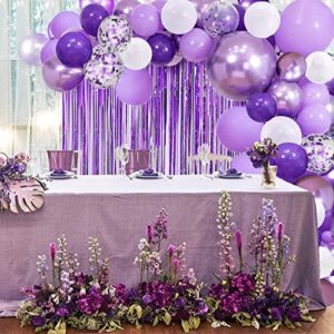 Purple Balloon Arch Garland Kit, Purple White Confetti Balloons Arch Garland For Festival Picnic Family Engagement, Wedding, Birthday Party, Gold Theme Anniversary Celebration Decoration