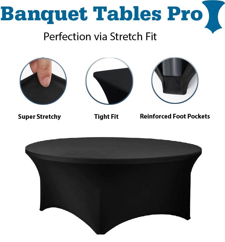 72 Inch Round Spandex Table Cover (Black)