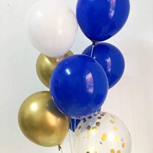 Royal Blue Chrome Gold Balloons - 50Pieces Latex Balloons White Gold Blue confetti for Birthday Wedding Engagement Graduation Anniversary Party Decorations and Supplies