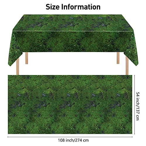 durony 2 Pieces Green Moss Pattern Plastic Tablecloth Green Leaves Tablecloth Waterproof Party Table Cover for Plants Nature Themed Party Table Decor, 108 x 54 Inch