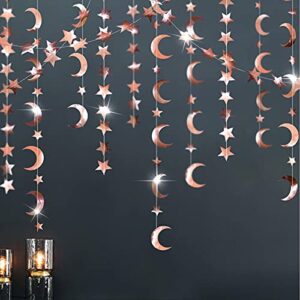 rose gold twinkle little star moon garland planet/constellation party decorations ramadan crescent garlands stars streamer banner kids birthday/bdau wedding anniversary baby shower eid party supplies