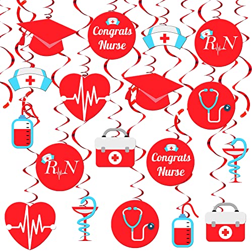 KatchOn, 39 Pieces Nurse Graduation Hanging Swirls - Nurse Graduation Decorations | Nurse Hanging Swirls for Nurse Party Decorations | Nurse Decorations for Nursing School Graduation Party Decorations