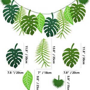 PIXHOTUL 4 Pack Tropical Leaf Banner Hawaii Luau Party Leaves Garland Summer Beach Theme Wedding Birthday Party Decor