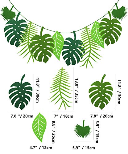 PIXHOTUL 4 Pack Tropical Leaf Banner Hawaii Luau Party Leaves Garland Summer Beach Theme Wedding Birthday Party Decor