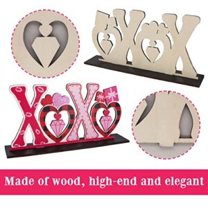 Bunny Chorus Valentines Day Decor Love Wooden Table Sign 3pcs, Romantic Tabletop Centerpiece Ornaments Gift, Dining Room Table Wedding Anniversary Party Supplies Décor Tiered Tray Decor