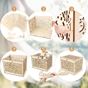 Hooqict DIY Wedding Card Box with Lock Large Rustic Wood Wedding Gift Money Box Holder for Graduation Parties Wedding Reception Bridal Baby Shower Birthday