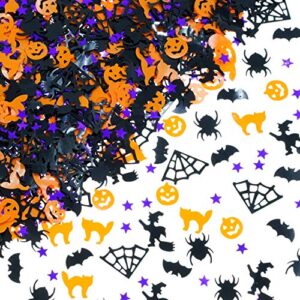 halloween party table scatter confetti – pumpkin spider webs foil metallic sequins confetti trick or treat party sprinkles confetti decorations, 60g