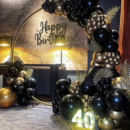 Black and Gold Balloon Garland Kit-126Pcs Black and Gold Balloons Party Decorations with 4 Different Sizes Black and Gold Latex Party Balloons for Birthday Graduation Father's Day New Years.