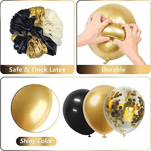 Black and Gold Balloon Garland Kit-126Pcs Black and Gold Balloons Party Decorations with 4 Different Sizes Black and Gold Latex Party Balloons for Birthday Graduation Father's Day New Years.