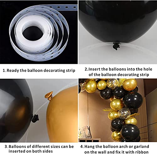 Black and Gold Balloon Garland Kit-126Pcs Black and Gold Balloons Party Decorations with 4 Different Sizes Black and Gold Latex Party Balloons for Birthday Graduation Father's Day New Years.