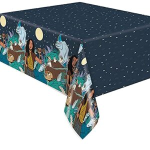 unique plastic table cover-54″ x 84″ | raya and the last dragon | 1 pc, multicolor