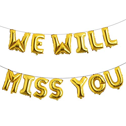 Farewell Party Decorations Supplies We Will Miss You Balloon Banner Kit Going Away Party Goodbye Retirement Office Work Party Office Work Graduation Decorations (WE Will Miss You Gold)