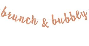 ferastar brunch & bubbly banner, bridal shower banner,bubbly bar sign, bachelorette party decor, brunch party decorations rose gold glitter.