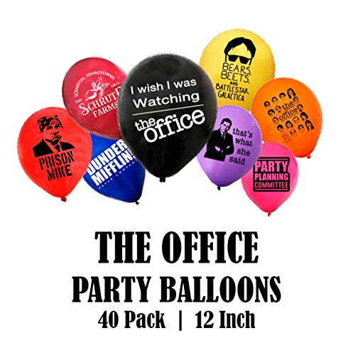 The Office TV Show Latex Party Balloons - 12 inch/40 Pack - 8 Designs Including Dunder Mufflin, Prison Mike, and More