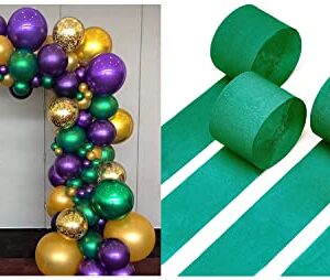 PartyWoo Purple Green Gold Balloons 50 pcs and Crepe Paper Streamers Green 4 Rolls