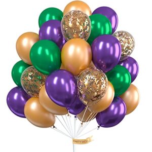 PartyWoo Purple Green Gold Balloons 50 pcs and Crepe Paper Streamers Green 4 Rolls