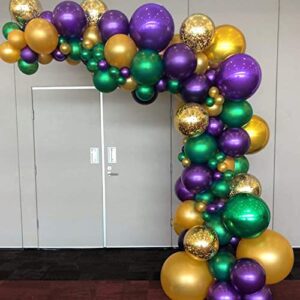 PartyWoo Purple Green Gold Balloons 50 pcs and Crepe Paper Streamers Green 4 Rolls