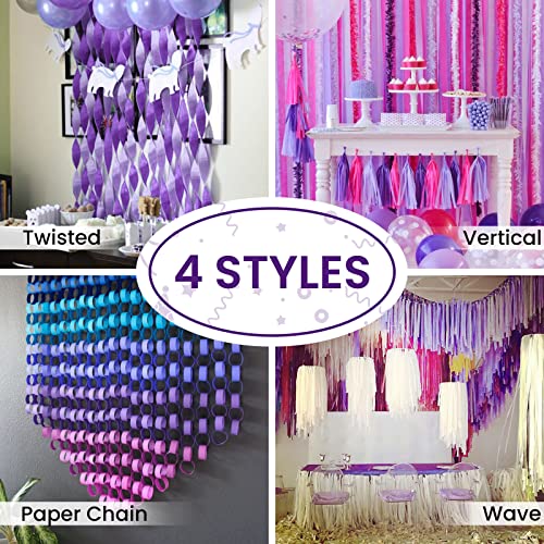 PartyWoo Purple Green Gold Balloons 50 pcs and Crepe Paper Streamers Purple 4 Rolls