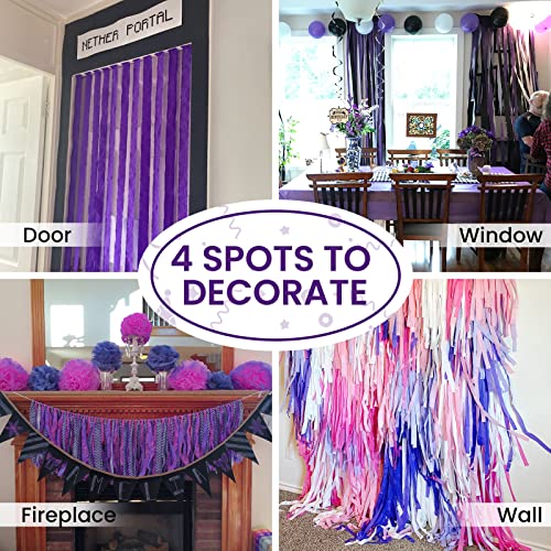 PartyWoo Purple Green Gold Balloons 50 pcs and Crepe Paper Streamers Purple 4 Rolls