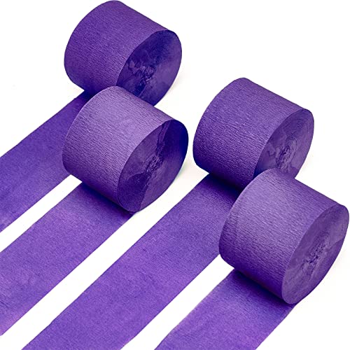 PartyWoo Purple Green Gold Balloons 50 pcs and Crepe Paper Streamers Purple 4 Rolls