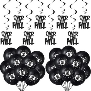 10 pieces over the hill party supplies hanging swirls 20 pieces hill printed latex balloons round party decorations black over the hill decorations over the hill 50th birthday decorations for party