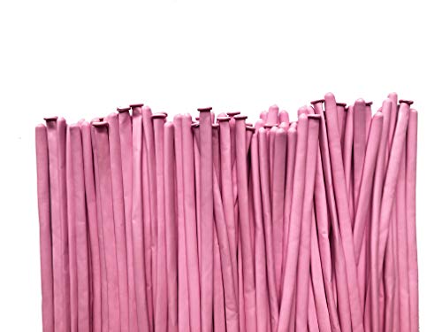 Carykon 100 PCS Thickening Latex Long Twisting Magic Balloons Solid Color Twisting Balloon for Animals (Pink)