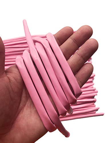 Carykon 100 PCS Thickening Latex Long Twisting Magic Balloons Solid Color Twisting Balloon for Animals (Pink)