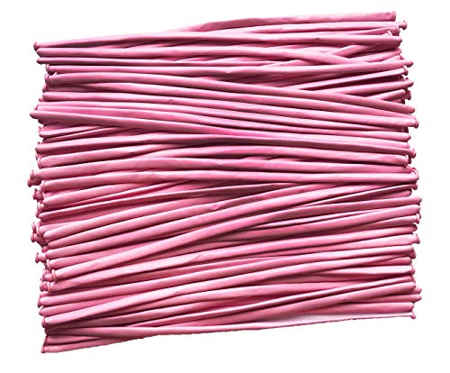 Carykon 100 PCS Thickening Latex Long Twisting Magic Balloons Solid Color Twisting Balloon for Animals (Pink)