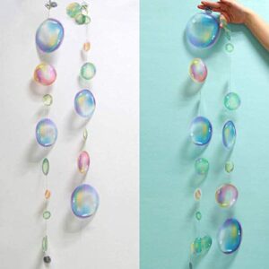 4 Strings Flat Mermaid Party Decoration Rainbow Bubble Garlands Transparent Hanging Bubbles Streamer Banner Backdrop Ocean Pool Under The Sea Kids Birthday Bday Baby Shower Room Ceiling Decor