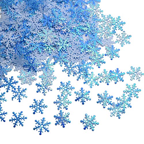 Snowflakes Confetti for Winter Wonderland Frozen Party,Blue Color with Iridescent Finish, 600 Pcs