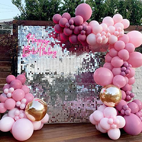 Pink Balloon Garland, 92PCS Hot Pink Party Decorations for Girls Women Birthday Dark Pink Balloon Arch Kit with Rose Gold Balloons for Bachelorette Wedding Baby Shower 16th 21st Princess Theme Party (Macron Pink)