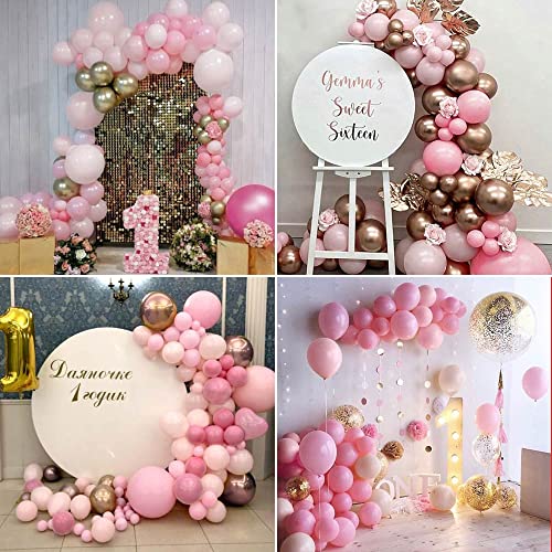 Pink Balloon Garland, 92PCS Hot Pink Party Decorations for Girls Women Birthday Dark Pink Balloon Arch Kit with Rose Gold Balloons for Bachelorette Wedding Baby Shower 16th 21st Princess Theme Party (Macron Pink)