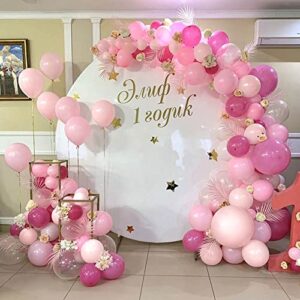 Pink Balloon Garland, 92PCS Hot Pink Party Decorations for Girls Women Birthday Dark Pink Balloon Arch Kit with Rose Gold Balloons for Bachelorette Wedding Baby Shower 16th 21st Princess Theme Party (Macron Pink)