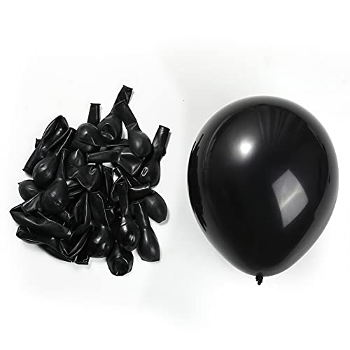 KOMOREBI Matte Black Balloons 10 Inch 100pcs Pearl Black Balloons Black Latex Balloons for Birthday Engagement Wedding Party Decorations