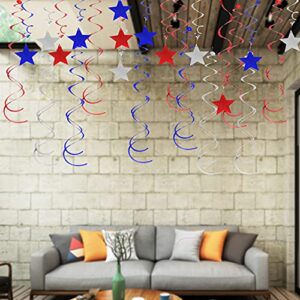 jiebor 30Pcs Red White and Blue Decorations Star Swirl Garland Banner Hanging for Memorial Day 4th Of July Independence Day Labor Day Home Party Decorations