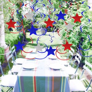 jiebor 30Pcs Red White and Blue Decorations Star Swirl Garland Banner Hanging for Memorial Day 4th Of July Independence Day Labor Day Home Party Decorations