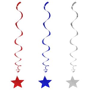 jiebor 30Pcs Red White and Blue Decorations Star Swirl Garland Banner Hanging for Memorial Day 4th Of July Independence Day Labor Day Home Party Decorations